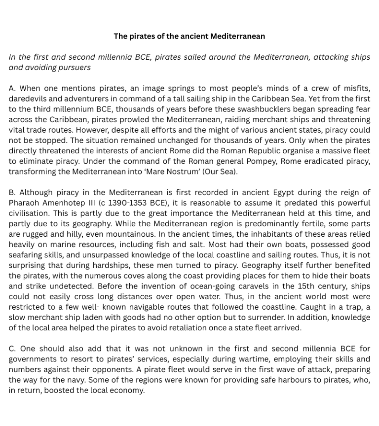 The Pirates Of The Ancient Mediterranean | IELTS Reading